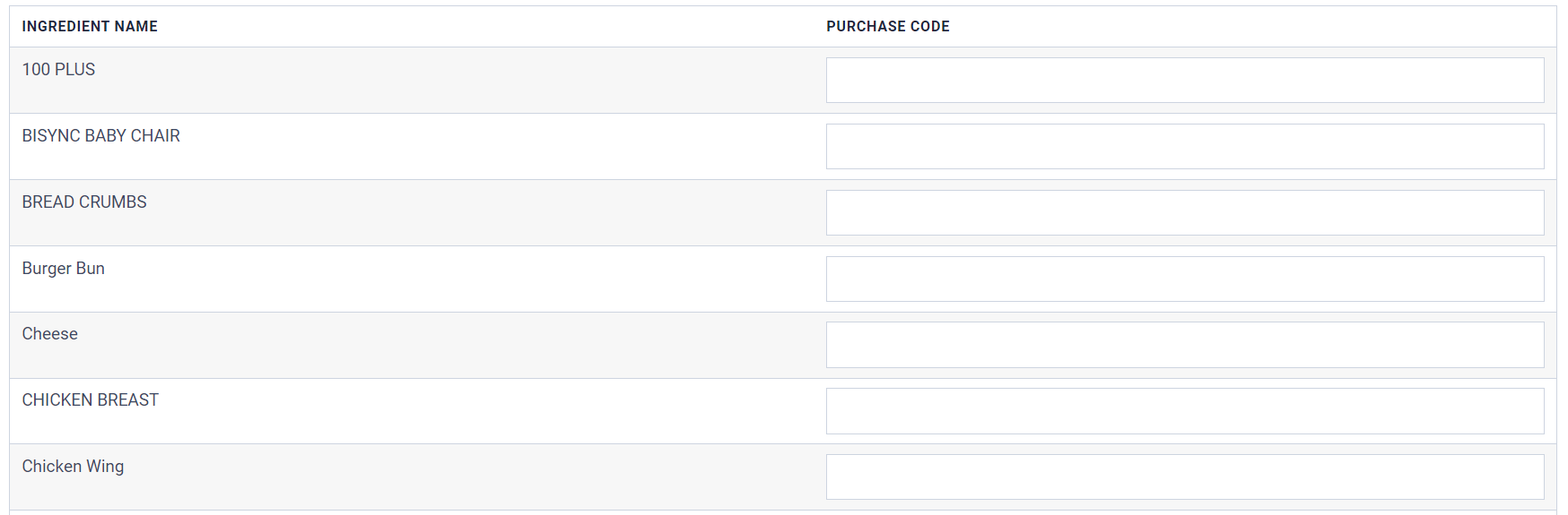 Ingredient Accounting Mapping Code - BISYNC.CLOUD