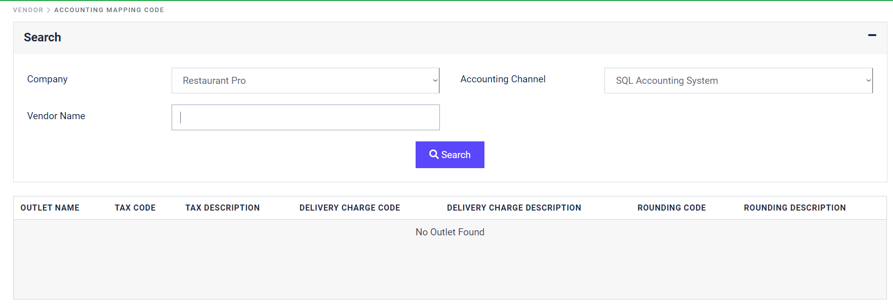 Vendor Accounting Mapping Code - BISYNC.CLOUD